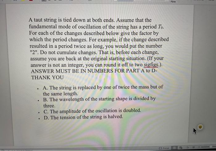 Solved A taut string is tied down at both ends. Assume that | Chegg.com