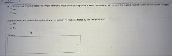 Solved An object-spring system undergoes simple harmonic | Chegg.com