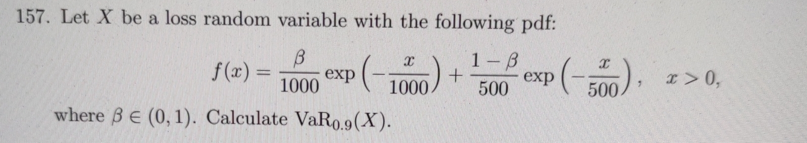 Solved Let x ﻿be a loss random variable with the following | Chegg.com