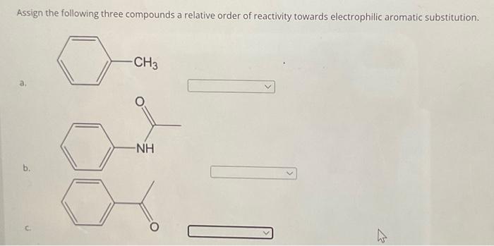 Solved Assign the following three compounds a relative order | Chegg.com