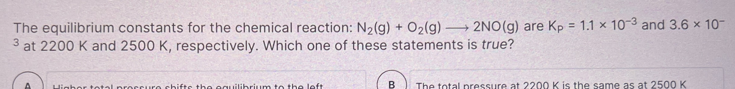 Solved The equilibrium constants for the chemical reaction: | Chegg.com