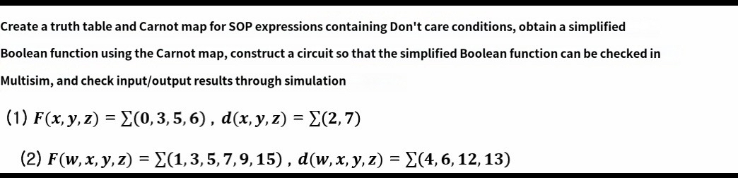 Create a truth table and Carnot map for SOP | Chegg.com