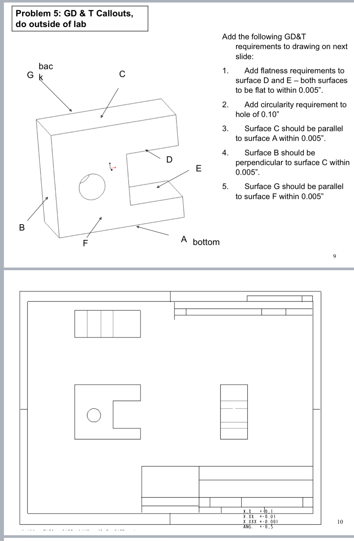 Solved Problem 5: GD & T Callouts, do outside of labAdd the | Chegg.com