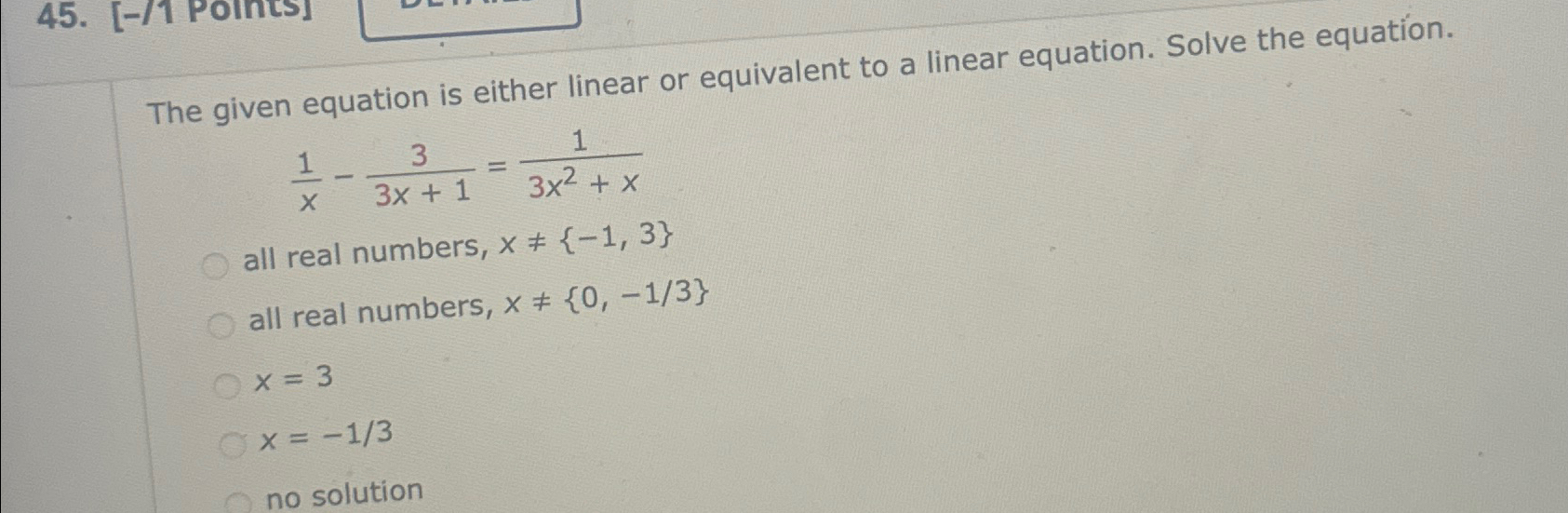 Solved The given equation is either linear or equivalent to | Chegg.com