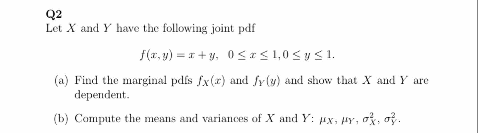 Solved Q2Let x ﻿and Y ﻿have the following joint | Chegg.com