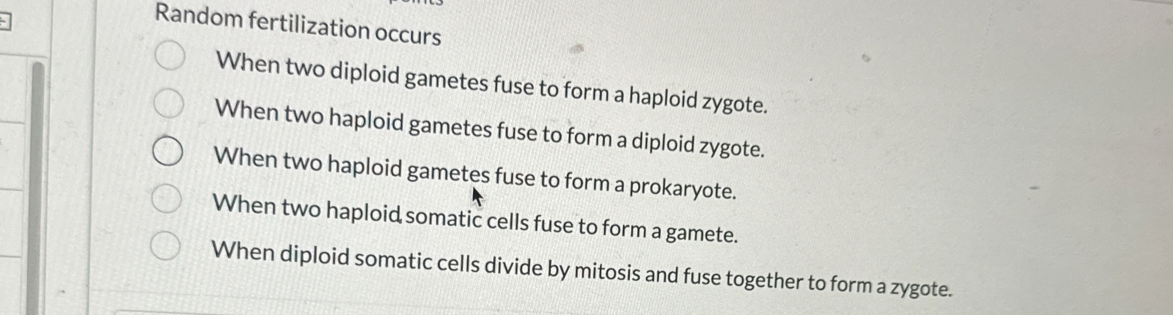 Solved Random fertilization occursWhen two diploid gametes | Chegg.com