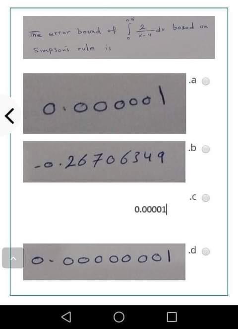Solved The error bound of Į 2 dx bosed on Simpson's rule is | Chegg.com