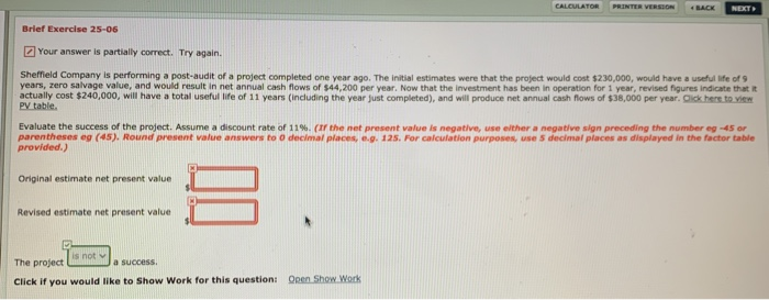 Solved CALCULATOR PRINTER VERSION « BACK NEXT Brief Exercise | Chegg.com