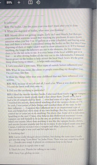 Solved Excerpt of Interview Transcript INTEivewek (I): | Chegg.com