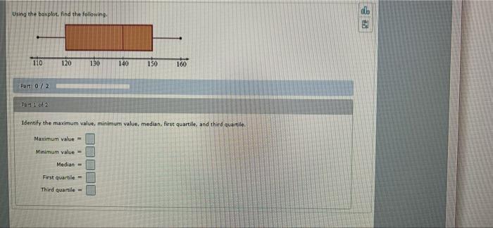 Solved 5 Using the boxplot. Find the following 110 120 130 | Chegg.com