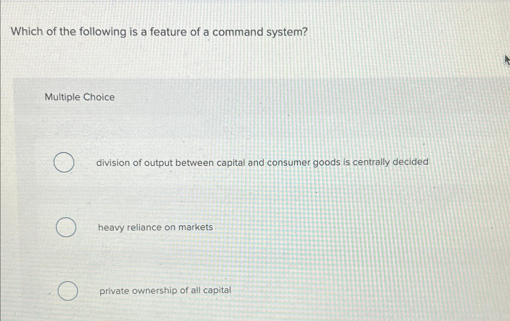 Solved Which of the following is a feature of a command | Chegg.com