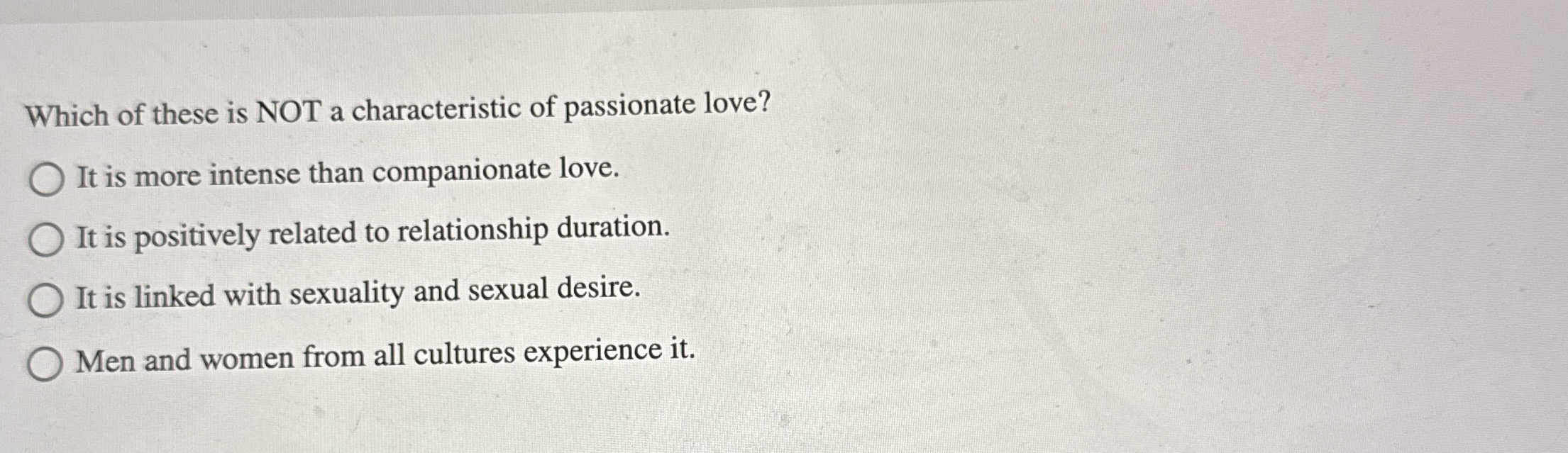 Solved Which of these is NOT a characteristic of passionate | Chegg.com