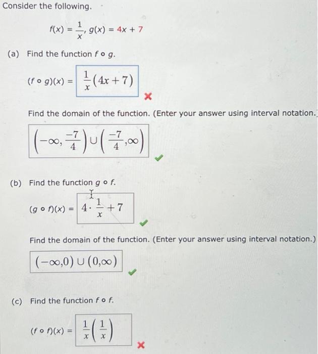 Solved Consider the following. f(x)=x1,g(x)=4x+7 (a) Find | Chegg.com