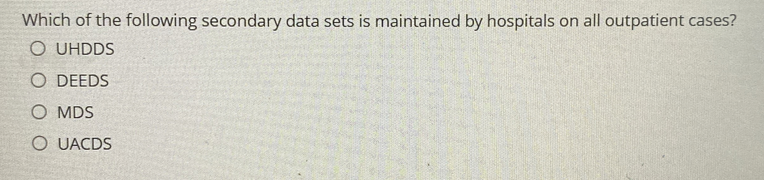 Solved Which of the following secondary data sets is | Chegg.com