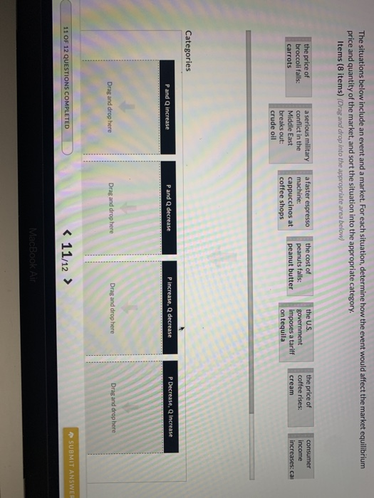 Solved The situations below include an event and a market. | Chegg.com