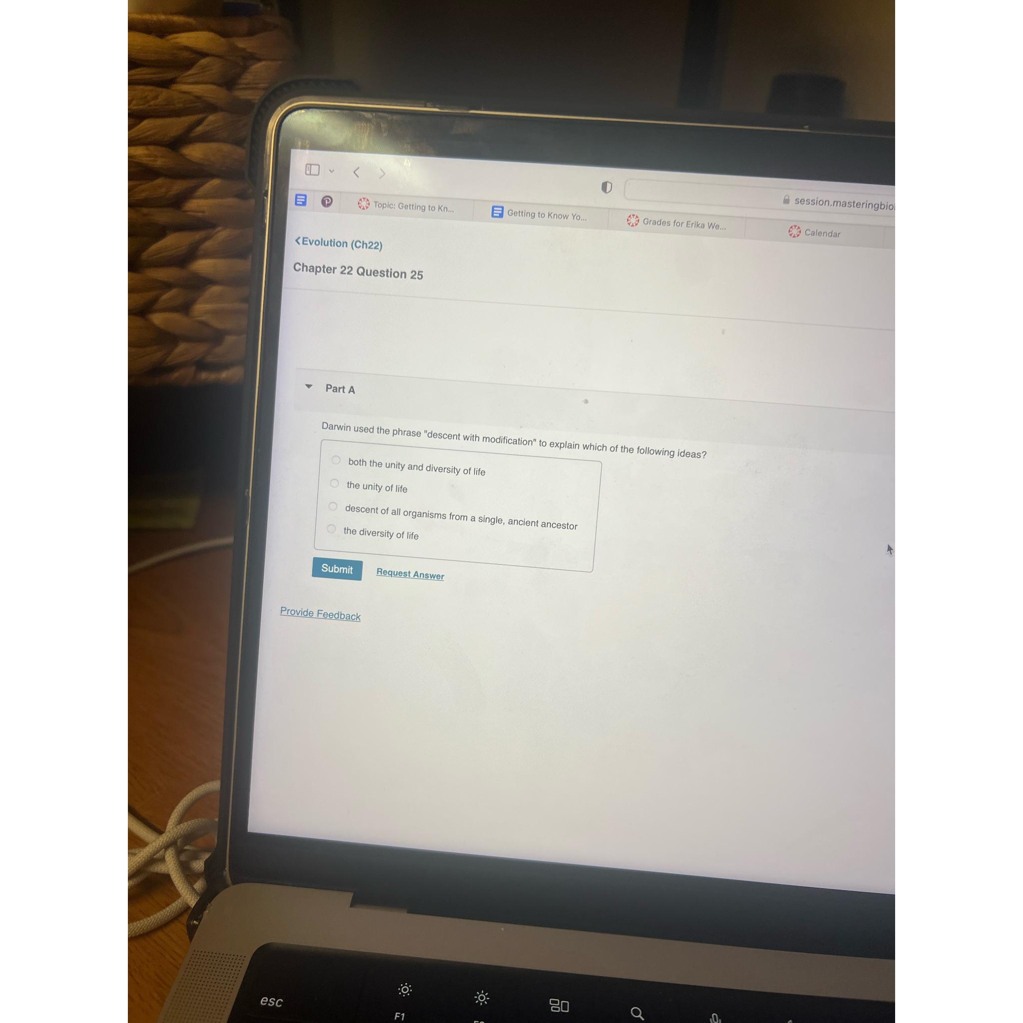 Solved Darwin used the phrase "descent with modification" to | Chegg.com