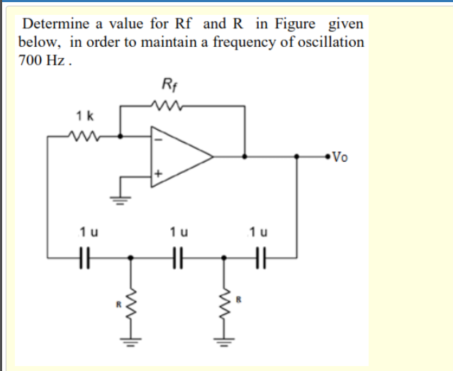 Solved Determine a value for Rf and Rin Figure given below, | Chegg.com