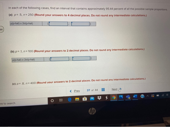Solved In each of the following cases, find an interval that | Chegg.com