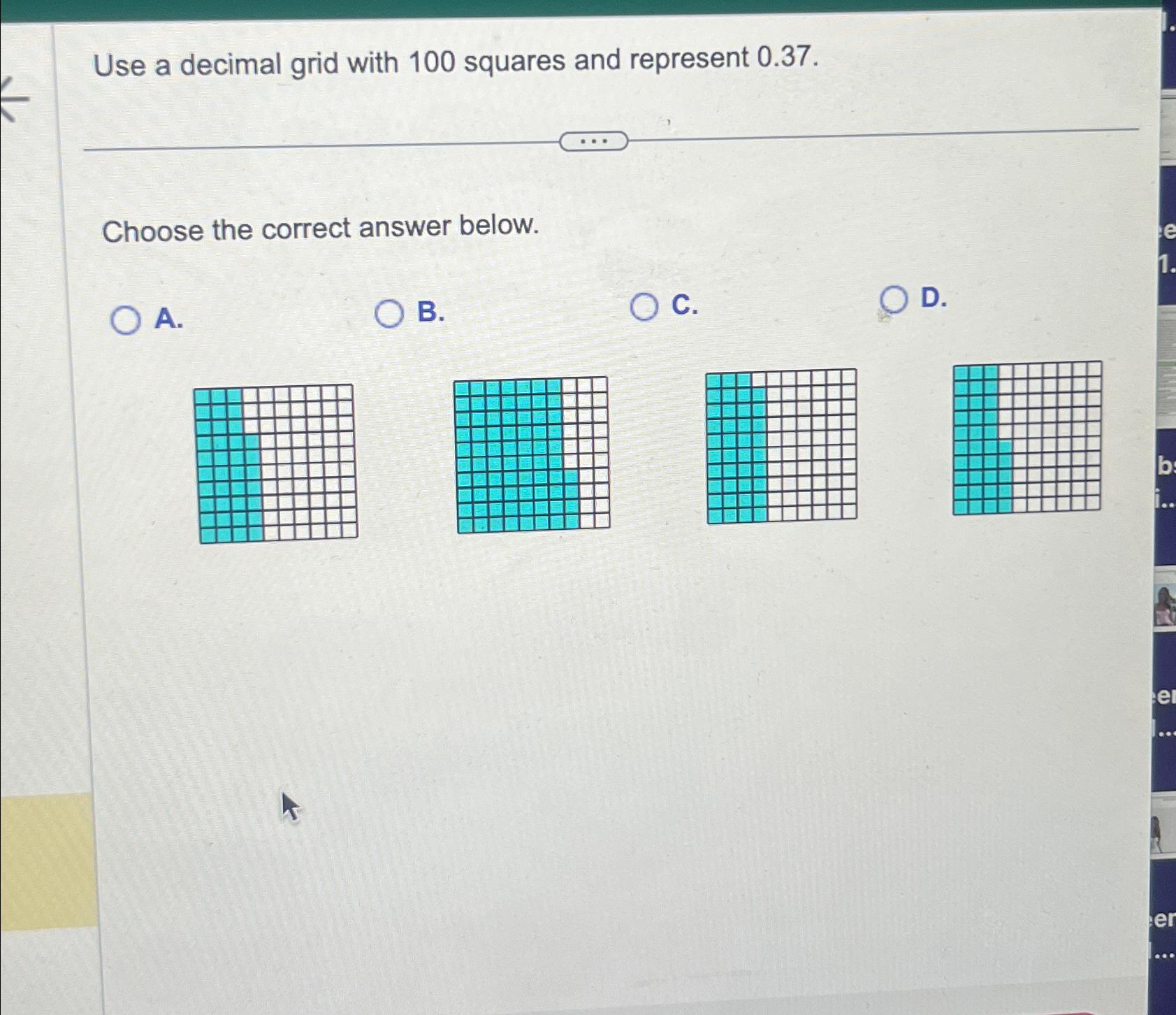 Solved Use a decimal grid with 100 ﻿squares and represent | Chegg.com