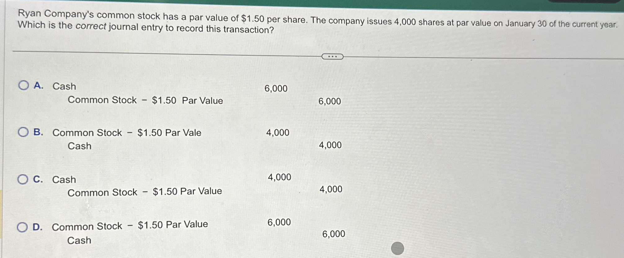 Solved Ryan Company's common stock has a par value of $1.50 | Chegg.com