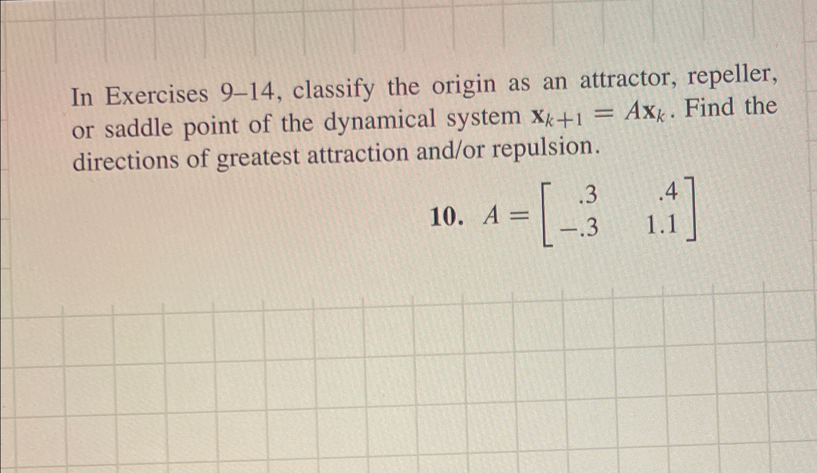 Solved In Exercises 9-14, classify the origin as an | Chegg.com Solved In Exercises 9-14, classify the origin as an | Chegg.com