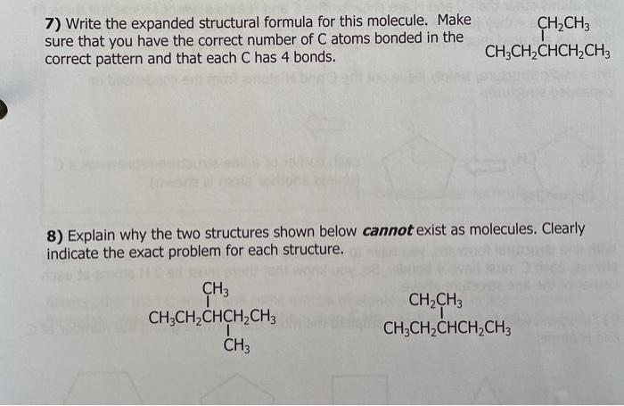 Solved 2a) Complete the expanded structural formulas below | Chegg.com