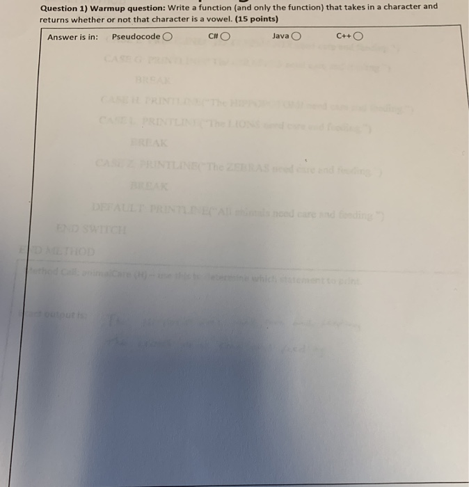 Solved Question 1) Warmup question: Write a function (and | Chegg.com
