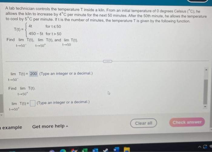 Solved A lab technician controls the temperature T inside a | Chegg.com