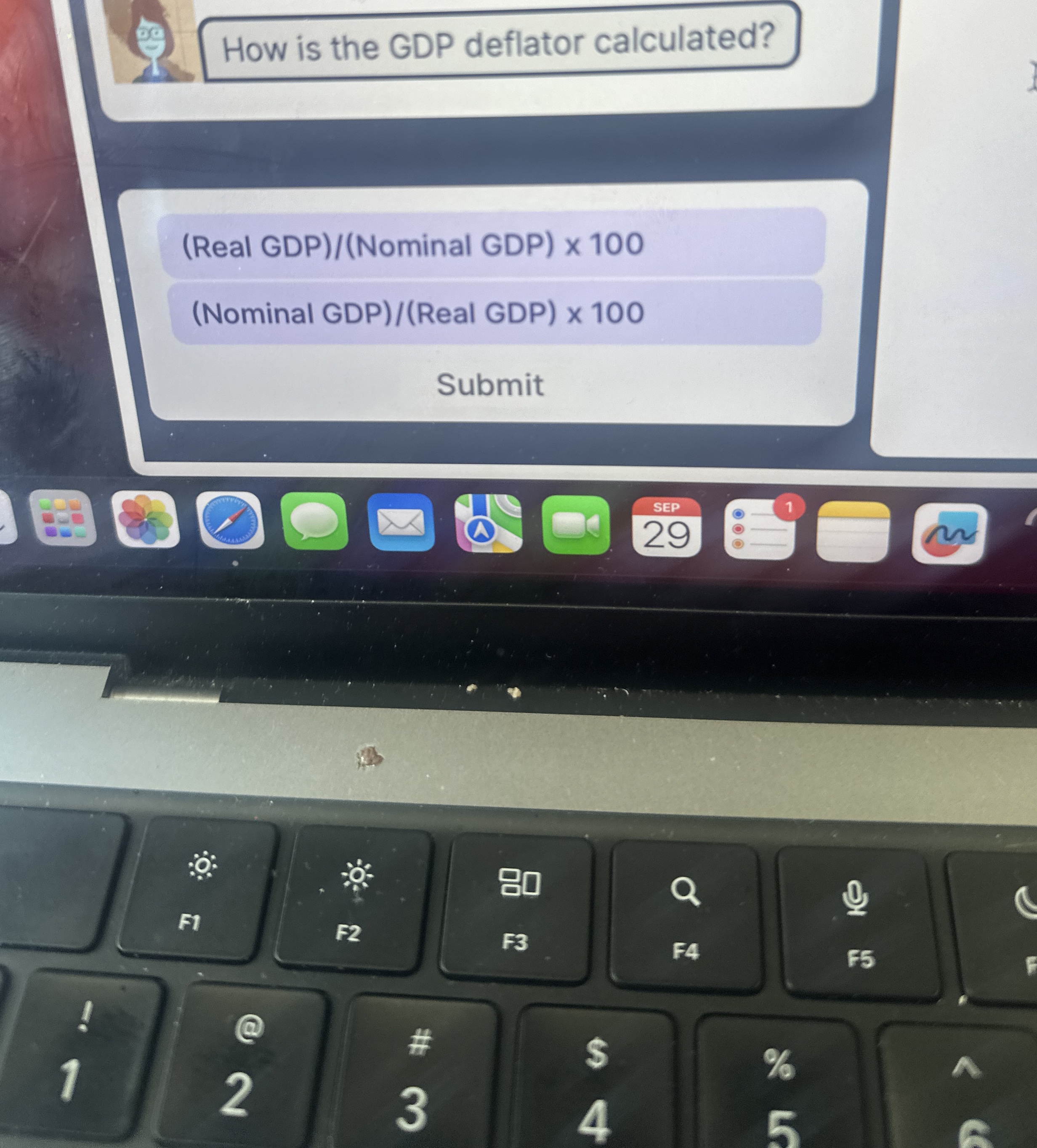 Solved (Real GDP)/(Nominal GDP) ×100(Nominal GDP)/(Real | Chegg.com