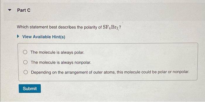 Solved Part A PI3Br2 is a nonpolar molecule. Based on this | Chegg.com