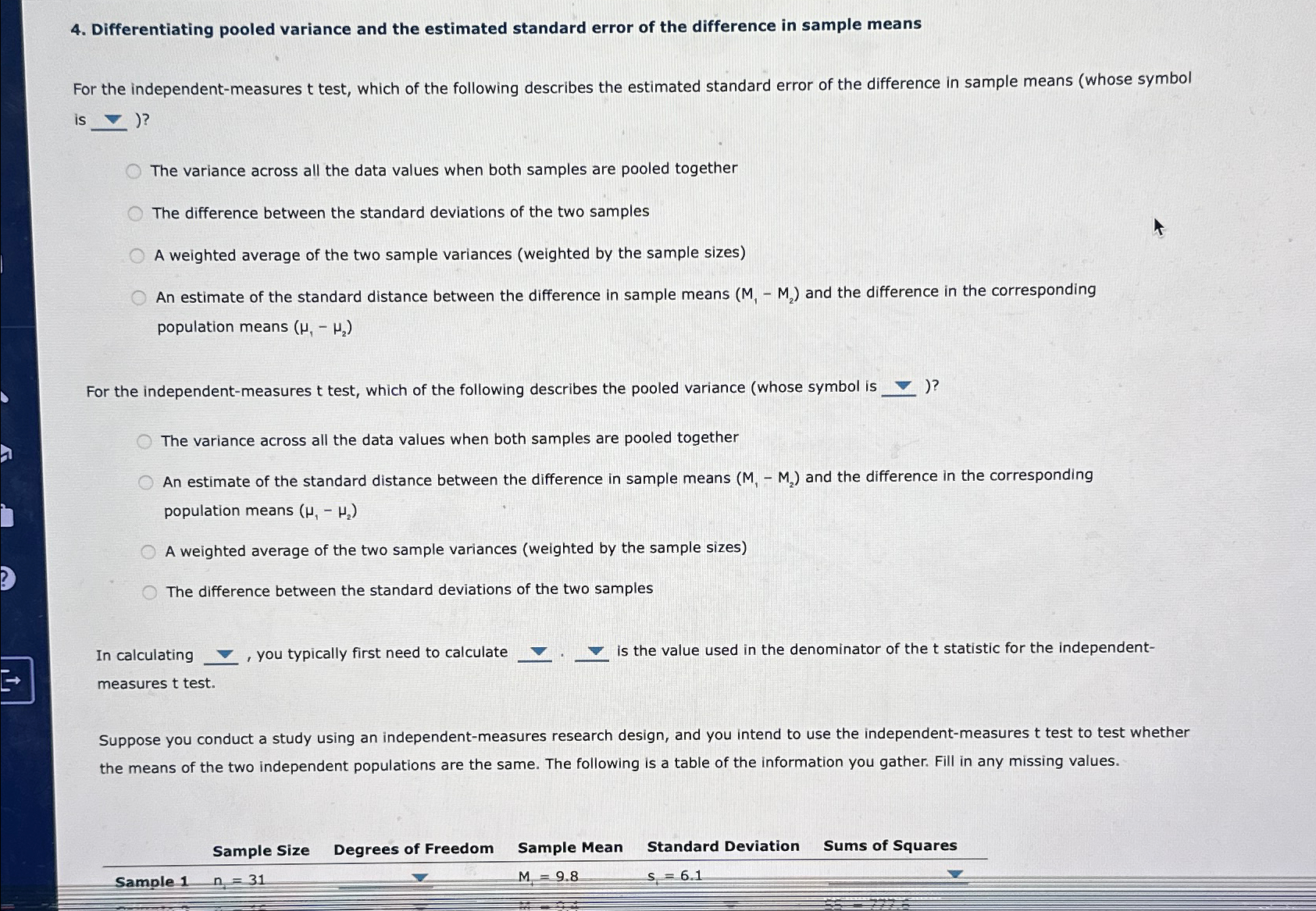 Solved Differentiating pooled variance and the estimated | Chegg.com