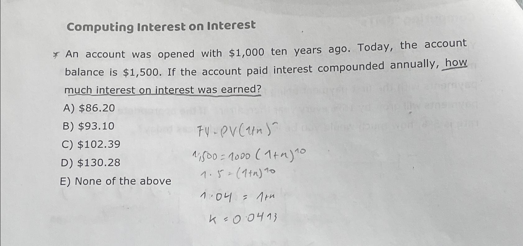 Solved Computing Interest on InterestAn account was opened | Chegg.com