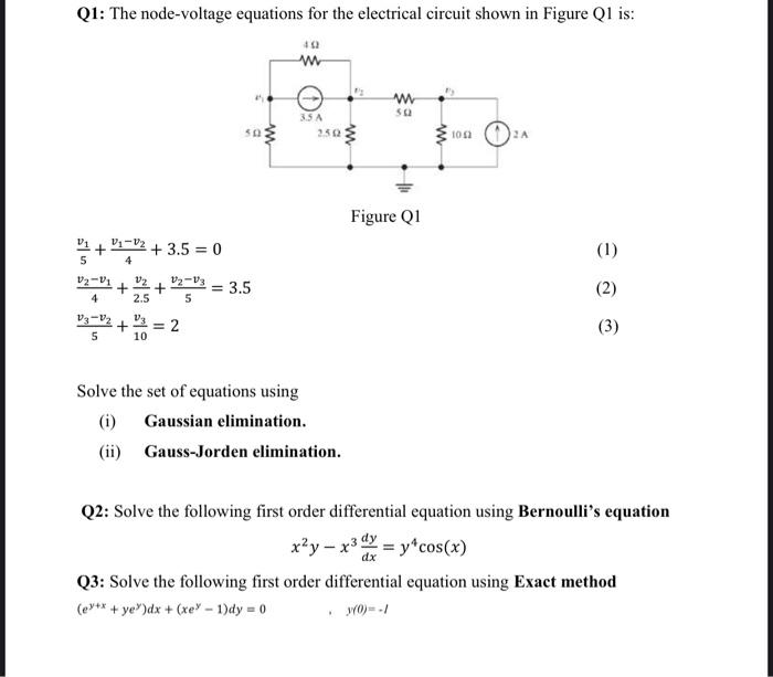 Solved Q1: The node-voltage equations for the electrical | Chegg.com