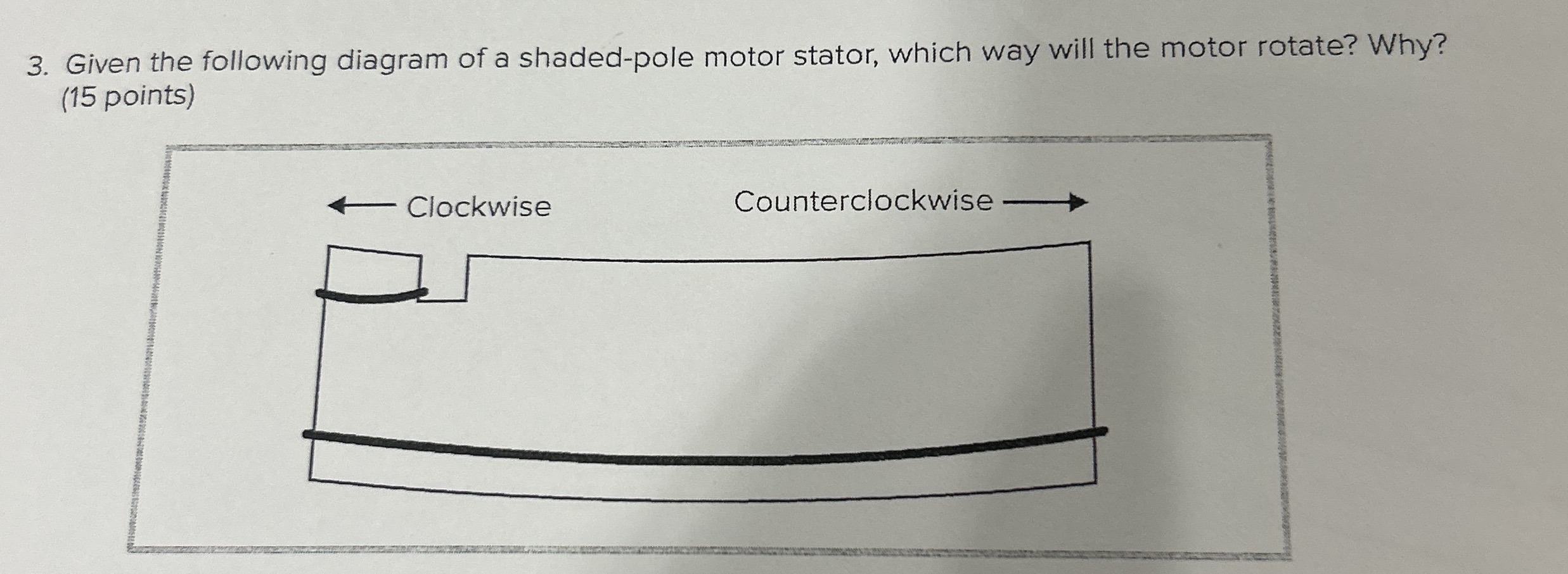 Solved Given the following diagram of a shaded-pole motor | Chegg.com