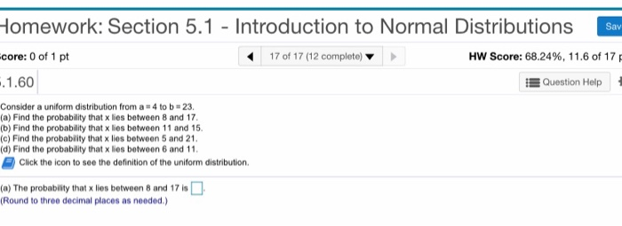Solved Homework: Section 5.1 - Introduction to Normal | Chegg.com