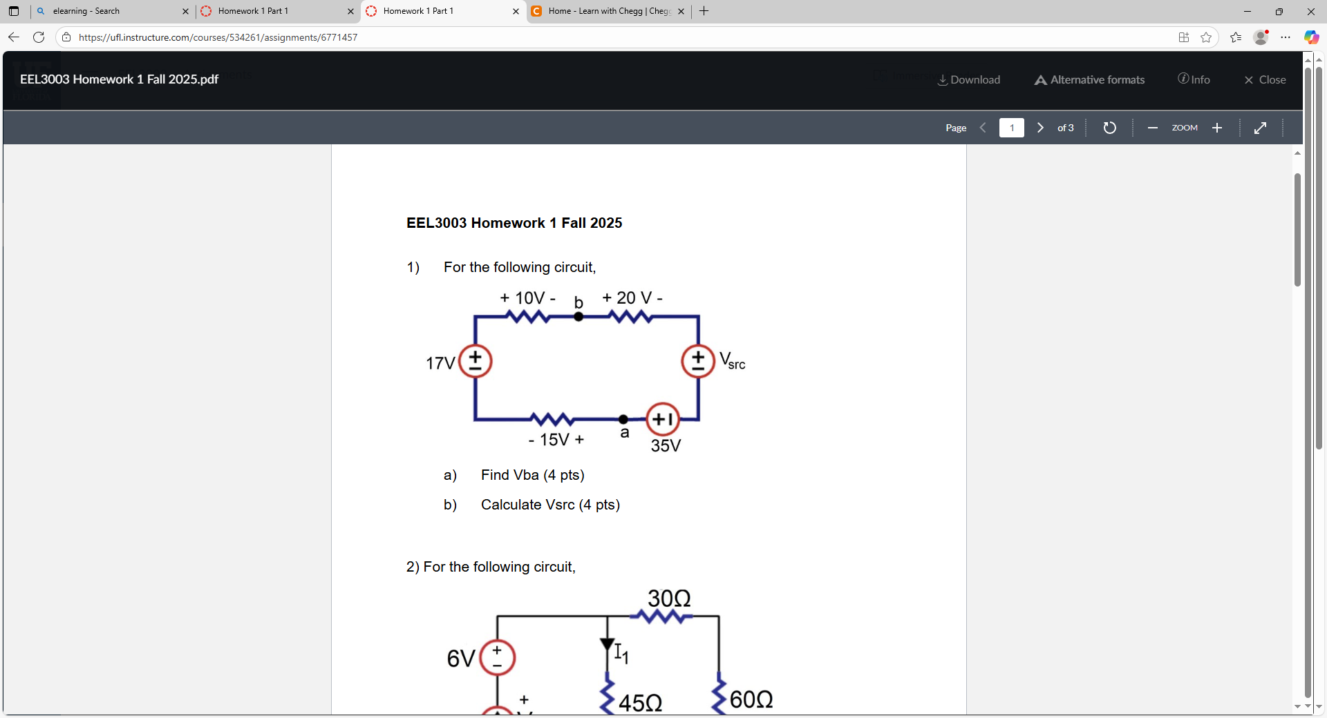EEL3003 ﻿Homework 1 ﻿Fall 20251) ﻿For the following | Chegg.com