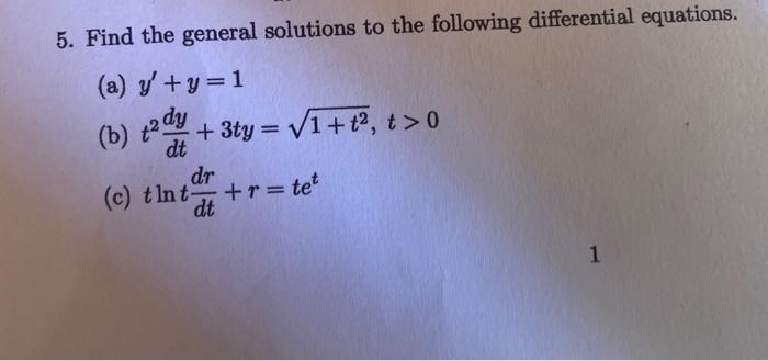 Solved Linear Differential Equations 4. Determine whether | Chegg.com