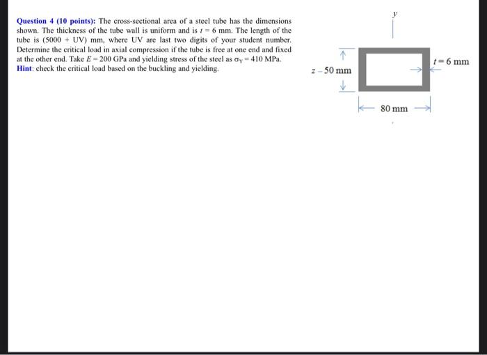 Solved Question 4 (10 points): The cross-sectional area of a | Chegg.com