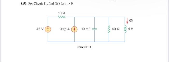 Solved Problem 8.16: Find i(t) for t>0 in Circuit 8 .8.24: | Chegg.com