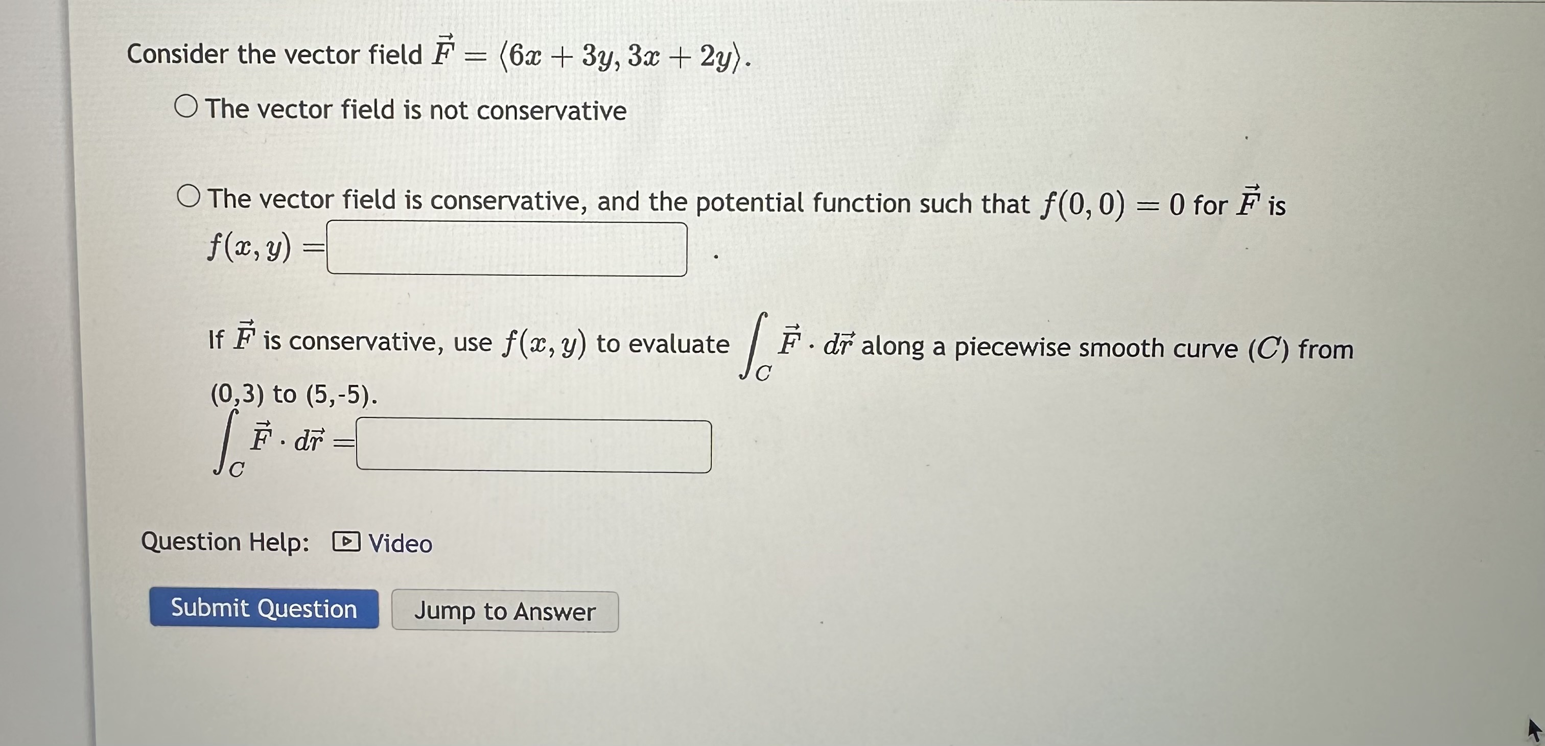 Solved Consider the vector field vec(F)=(:6x+3y,3x+2y:).The | Chegg.com