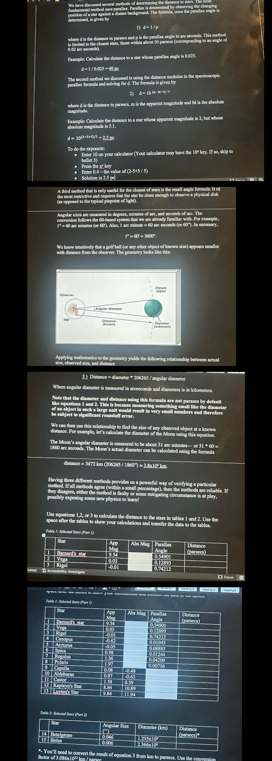 Solved Please fill the abs mag and parallax angle blue | Chegg.com