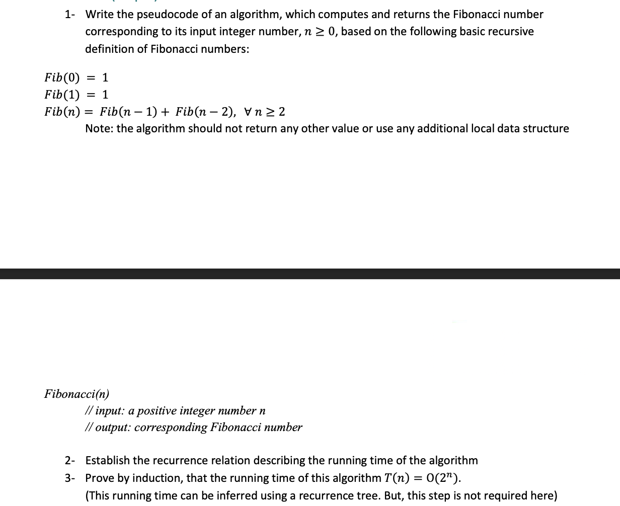 Solved 1- ﻿Write the pseudocode of an algorithm, which | Chegg.com