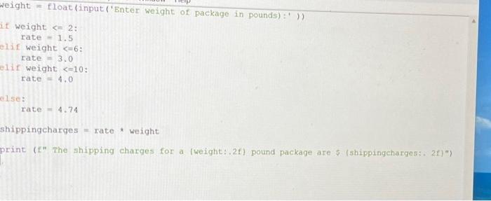 The Fast Shipping Company charges the following rates | Chegg.com