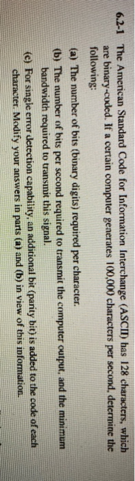 Solved 6.2-1 The American Standard Code for Information | Chegg.com