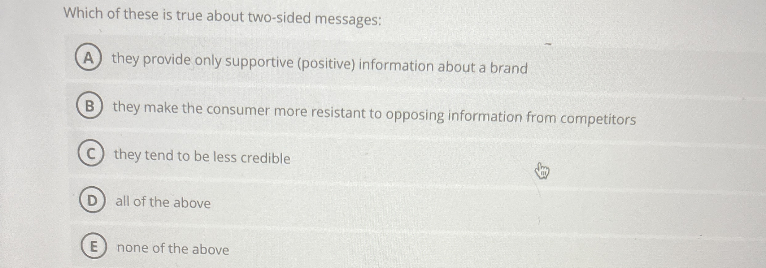 Solved Which of these is true about two-sided messages:they | Chegg.com