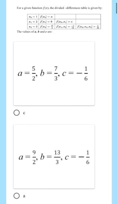 Solved For a given function f(x), the divided-differences | Chegg.com