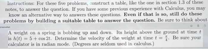 Solved Instructions: For these five problems, construct a | Chegg.com