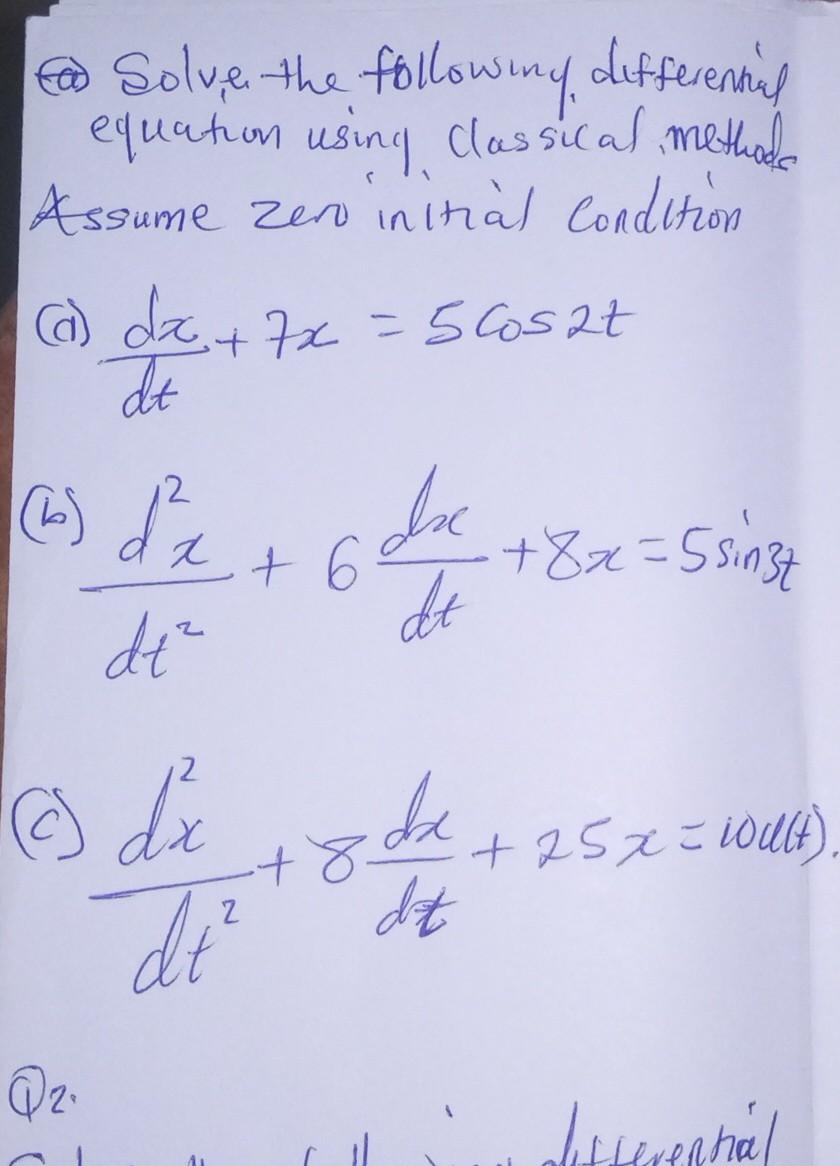 Solved (a) Solve the following differential equation using. | Chegg.com