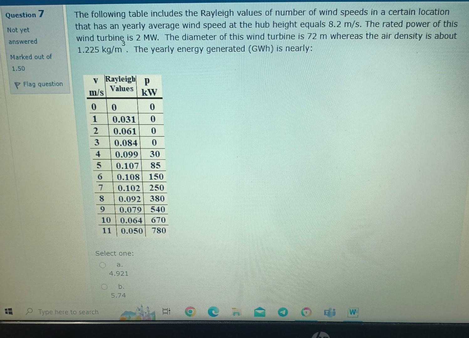Solved The following table includes the Rayleigh values of | Chegg.com