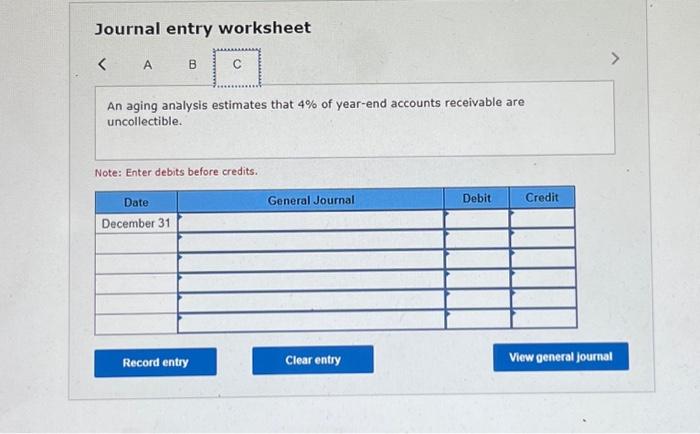 Solved Journal entry worksheet Bad debts are estimated to be | Chegg.com